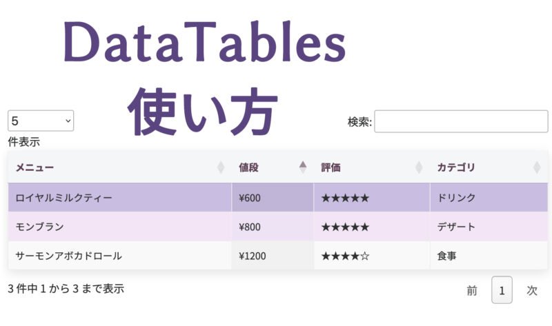 Jqueryのdatatablesライブラリ完全ガイド:効率的なデータ表示と操作 Coding Haku